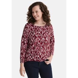 3/4-Arm-Shirt STOOKER WOMEN "CARLY T-Shirt 3/4-Arm", Damen, Gr. 40/42, rot (rot square aop), Jersey, 96% Polyester, 4% Elasthan, loose fit, Rundhals, Shirts 3/4-Arm-Shirt, Loose Fit Shirt Rundhals 3/4 Arm f&uuml;r Damen