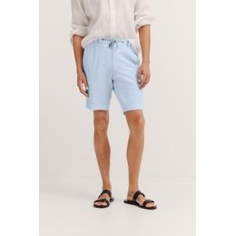 Bugatti Herren Bermudas, blau, Gr. 52, unifarben, 55% Leinen, 45% Baumwolle, Hosen