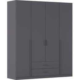 Dreht&uuml;renschrank Rauch "Kleiderschrank Garderobe GAMMA Breiten 91/136/181/226/271/315/360 cm", graumetallic, griffstangen graumetallic, B:181cm H:210cm T:54cm, Holzwerkstoff, Schr&auml;nke, Dreht&uuml;renschrank, mit Schubladen, verschiedene Griff-Varianten TOPSELLER MADE IN GERMANY