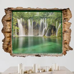 Bilderwelten Wandtattoo Natur Motiv 3D-Effekt gr&uuml;n - Wasserfall Plitvicer Seen - Landschaft Wohnzimmer Schlafzimmer