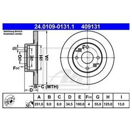 ATE Bremsensatz-Vorn und hinten SG00000DUM Bremsensatz, Scheibenbremse vorne rechts links bel&uuml;ftet 255mm f&uuml;r MAZDA NCY5-26-43ZA N026-33-25XC B530-26-2