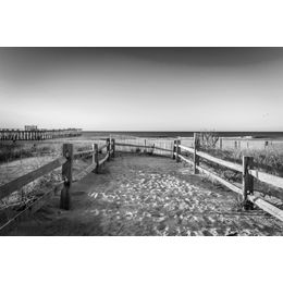 Fototapete papermoon "Strand Schwarz & Wei&szlig;", schwarz (schwarz, wei&szlig;), B:4,5m L:2,8m, Vlies, Tapeten