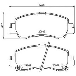 Brembo Bremsbelagsatz, Scheibenbremse P 54 061 vorne rechts links ohne Zubeh&ouml;r f&uuml;r MITSUBISHI (GAC) 4605C222 4605B481 4605B607