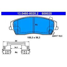 ATE Bremsbelagsatz, Scheibenbremse 13.0460-8020.2 vorne rechts links mit Zubeh&ouml;r f&uuml;r CHRYSLER 05174001AC 5174001AA K05174001AB