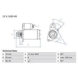 Bosch Starter 0 986 025 640 12V f&uuml;r TOYOTA 281000Q031 281000Q081 281000Q080