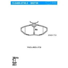 ATE Bremsbelagsatz, Scheibenbremse 13.0460-2730.2 hinten rechts links f&uuml;r JAGUAR C2C22316 C2C40194 XR812436