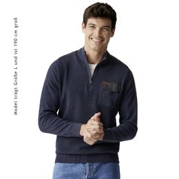 Troyer Casamoda "Casamoda Stricktroyer uni", Herren, Gr. L, blau (dunkelblau), 100% Baumwolle, Pullover Troyer