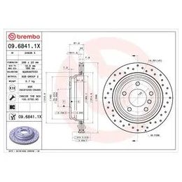 Brembo Bremsscheibe 09.6841.1X hinten rechts links Gelocht 298mm f&uuml;r ALPINA BMW 34211163175 34211164175 34211163153