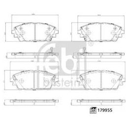 febi bilstein Bremsbelagsatz, Scheibenbremse 179955 vorne rechts links mit Feder f&uuml;r MAZDA BCYB-33-28ZA BCYA-33-28ZB BCYA-33-28ZA
