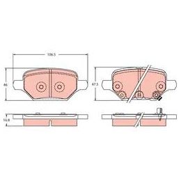 TRW Bremsbelagsatz, Scheibenbremse GDB2406 hinten rechts links f&uuml;r VAUXHALL OPEL CHEVROLET 42539412 42539413