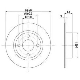 Hella Bremsscheibe 8DD 355 106-461 hinten rechts links voll 240mm f&uuml;r INFINITI NISSAN 432065F001
