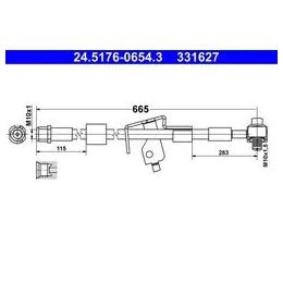 ATE Bremsschlauch 24.5176-0654.3 hinten rechts f&uuml;r VAUXHALL OPEL CHEVROLET 13359999 562177 13336920
