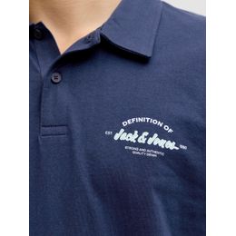 Jack & Jones PlusSize Poloshirt "JJBRANDON POLO SS PLS", Herren, Gr. 4XL, navy blazer, Jersey, Obermaterial: 100% Baumwolle, JACK & JONES PLUSSIZE, bedruckt, regular fit, Shirts