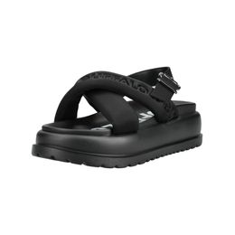 Buffalo Damen Plateausandaletten "Buffalo Sandalen Textil", Gr. 38, schwarz, Textil, Schuhe