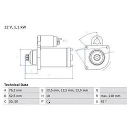 Bosch Starter 0 986 020 240 12V f&uuml;r SKODA VW SEAT AUDI 02Z911023E 02Z911023GX 02Z911024P