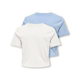 T-Shirt KIDS Only "KOGREX S/S KNOT TOP JRS 2-PACK", M&auml;dchen, Gr. 146/152, soft chambray pack:cloud dancer, Jersey, Obermaterial: 100% Baumwolle, unifarben, regular fit normal, Rundhals, Shirts T-Shirt, Baumwolle, regular fit