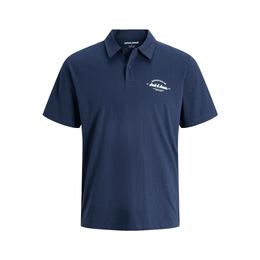 Jack & Jones PlusSize Herren Poloshirt "JJBRANDON POLO SS PLS", blau, Gr. 4XL, JACK & JONES PLUSSIZE, bedruckt, Jersey, Obermaterial: 100% Baumwolle, Shirts