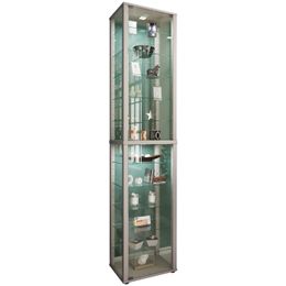 Standvitrine Vcm "Holz Glas Stand Vitrine Sammelvitrine Kavisa XXL", silber, B:50cm T:38cm, Obermaterial: 100% Holz Wood., Schr&auml;nke, Standvitrine