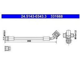 ATE Bremsschlauch 24.5143-0343.3 vorne rechts f&uuml;r VAUXHALL OPEL 13468086