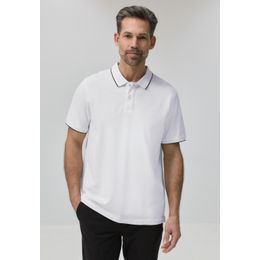 Poloshirt Street One MEN, Damen, Gr. L (42), hellwei&szlig;, Web, 100% Baumwolle, unifarben, normal normal, hoch geschlossener Ausschnitt, abgesteppt, Shirts, aus reiner Baumwolle