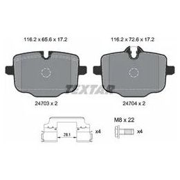 TEXTAR Bremsbelagsatz, Scheibenbremse 2470303 hinten rechts links mit Zubeh&ouml;r f&uuml;r BMW 34212284389 34212284466 34212284390