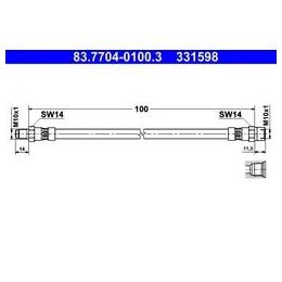 ATE Bremsschlauch 83.7704-0100.3 vorne rechts f&uuml;r BMW 34321162477