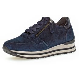 Gabor Damen Keilsneaker "Turin", Gr. 39, blau, Lackleder, Ziegenveloursleder, Schuhe, Freizeitschuh, Halbschuh, Schn&uuml;rer, gepolsterter Schaftrand,
