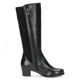 Caprice Damen Stiefel, Gr. 37,5schwarz, Leder, Textil, Schuhe, Blockabsatz, Langschaftstiefel in klassischer Eleganz