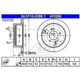 ATE Bremsensatz-Vorn und hinten SG00000DY8 Bremsensatz, Scheibenbremse vorne rechts links bel&uuml;ftet 284mm f&uuml;r HYUNDAI KIA SSANGYONG 58302-26A00 58302-1