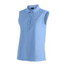 Poloshirt Maier Sports "Ulrike sleeveless", Damen, Gr. 40, blau (pastellblau), 100% Polyester, Shirts Poloshirt, Damen Polo, leichtes Shirt, &auml;rmelloses Funktionsshirt, Regular Fit