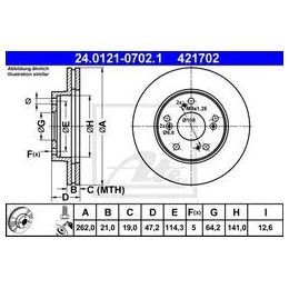 ATE Bremsensatz-Vorn und hinten SG00000DH5 Bremsensatz, Scheibenbremse vorne rechts links bel&uuml;ftet 262mm f&uuml;r SUZUKI FIAT MG ROVER HONDA 55800-80J02 55