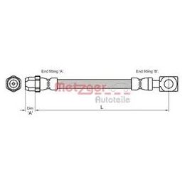 METZGER Bremsschlauch 4111436 vorne rechts links f&uuml;r MINI 34321503079 34306794002 34106779817