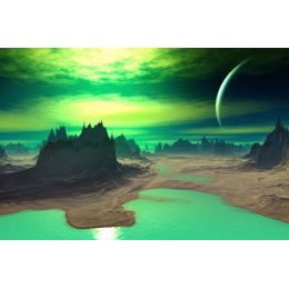 Fototapete papermoon "PLANETEN-FUTURISTISCH WELTRAUM MOND GALAXIE UNIVERSUM", bunt, B:5m L:2,8m, Vlies, Tapeten