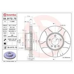 Brembo Bremsscheibe 09.9172.75 vorne rechts links Geschlitzt 324mm f&uuml;r BMW (BRILLIANCE) 34116864906 34116864905 34116767269
