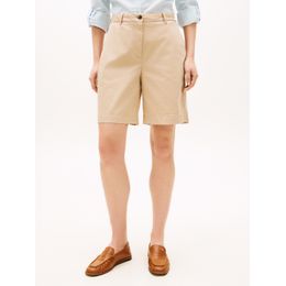 Chinoshorts Tommy Hilfiger "CO GMD BLEND CHINO SHORT", Damen, Gr. 34, N-Gr, beige, Web, Obermaterial: 65% Baumwolle, 33% Lyocell, 2% Elasthan, unifarben, gerade kurz, Hosen Chinoshorts, mit gekn&ouml;pften Ges&auml;&szlig;taschen, Regular Fit