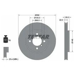 TEXTAR Bremsscheibe PRO 92026503 vorne rechts links bel&uuml;ftet 260mm f&uuml;r BMW 1154750 34111154749 34111160915