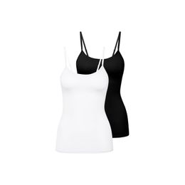 Calida Damen Unterhemd "Unterhemd Natural Comfort Spaghetti-Top 2er Pack", Gr. XS, wei&szlig;, Obermaterial: 92% Baumwolle CO. 8% Elasthan EL., Unterhemden