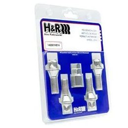 H&R Radbolzen Felgenschloss-Set M14 x 1,5 28 mm 1452801KEY4 Radschraube Silber