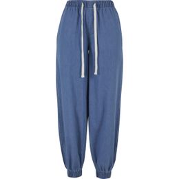 Jogginghose Urban Classics "Urban Classics Damen Ladies Light Denim Jogpants", Damen, Gr. M, US-Gr&ouml;&szlig;en, skyblau washed, 100% Baumwolle, unifarben, loose fit, Hosen Jogginghose