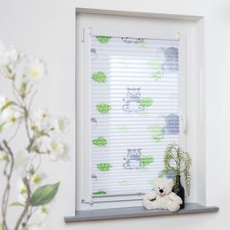 Plissee Liedeco "Hanni & Luc" Gr. 6, gr&uuml;n (gr&uuml;n, grau, wei&szlig;, wei&szlig;), B:70cm H:130cm, Obermaterial: 95% Polyester, 5% Metall, Plissees, Klemmfix, Kinderzimmermotiv
