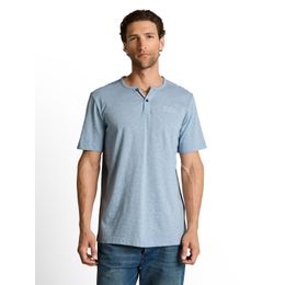 Tom Tailor Herren T-Shirtspring blau fine stripe, Gr. L, gestreift, Single Jersey, Obermaterial: 60% Baumwolle, 40% Polyester, Shirts, mit Schriftzug
