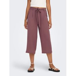 Palazzohose Only "ONLWINNER &ndash; Culottehose mit elastischem Bund und Kordelzug", Damen, Gr. 40L, N-Gr, bunt (rose braun), Web, Obermaterial: 97% Polyester, 3% Elasthan, unifarben, regular fit lang, Hosen Palazzohose, Materialmix, regular fit
