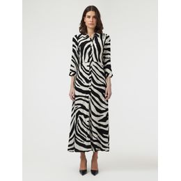 Hemdblusenkleid Y.A.S "YASSAVANNA LONG SHIRT DRESS", Damen, Gr. L, N-Gr, birch aop:zebra print, Web, Obermaterial: 100% Viskose, bedruckt, relaxed fit lang, Kleider, Sommerkleid, mit 3/4 &Auml;rmel