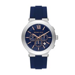Chronograph Michael Kors "BILLIE", blau, silberfarben, Armbanduhren, Herren, Chronograph, Quarzuhr, Armbanduhr, Herrenuhr, Silikonarmband, analog, Tag