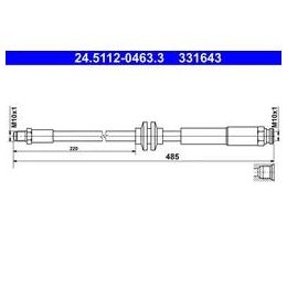 ATE Bremsschlauch 24.5112-0463.3 vorne rechts links f&uuml;r VAUXHALL OPEL 13371200 562250