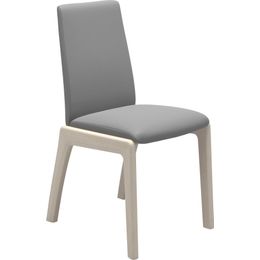 Polsterstuhl stressless "Laurel", grau (wild dove batick, eiche gekalkt), B:57cm H:92cm T:59cm, Leder BATICK: BATICK ist ein leicht korrigiertes, durchgef&auml;rbtes und genarbtes M&ouml;belleder, bei dem die meisten Unebenheiten und Spuren in der Regel entfernt wurden., St&uuml;hle, Polsterstuhl, Low Back, Gr&ouml;&szlig;e M, mit abgerundeten Beinen in Eiche gekalkt