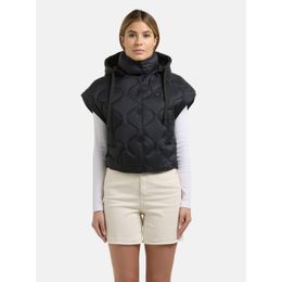 Funktionsweste Khujo "Ninga", Damen, Gr. M (38), schwarz, Obermaterial: 100% Nylon. Innenfutter: 100% Nylon. Wattierung: 100% Polyester, l&auml;ssig geschnitten h&uuml;ftlang, hoch geschlossener Ausschnitt, Westen Funktionsweste, Kurze leicht Steppweste mit Kapuze