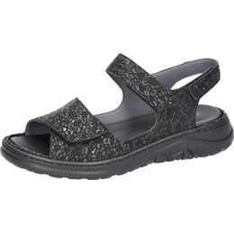 Waldl&auml;ufer Sandale WALDL&Auml;UFER "H-JOLINE", Damen, Gr. 4 (37), schwarz, Nubukleder, gemustert, Schuhe Sandale, Sommerschuh, Klettschuh, Bequemschuh in Komfortweite H (= sehr weit)
