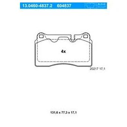 ATE Bremsbelagsatz, Scheibenbremse 13.0460-4837.2 vorne rechts links f&uuml;r LAND ROVER SFP500070