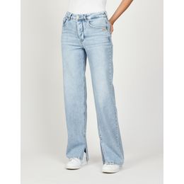 Straight-Jeans Gang "94JUL SLIT", Damen, Gr. 34, N-Gr, blau (light vintage), Denim/Jeans, Obermaterial: 58% Baumwolle, 41% Lyocell, 1% Elasthan, regular fit, Jeans Straight-Jeans, mit Schlitz